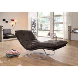 Relaxliege W.Schillig, B:75cm H:91cm T:170cm, braun, Stoff S37 (100% Polyester), Wohnzimmer, Sofas, "daily dreams", in Waffelkissen-Optik, wahlweise