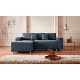 Ecksofa Home Affaire, B:235cm H:88cm T:160cm, blau, Microfaser (100% Polyester);Luxus-Microfaser Lederoptik (100% Polyester);Struktur (100%