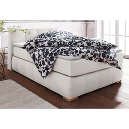 Boxspringbett Home Affaire, B:147cm L:225cm, beige, Samtoptik (100% Polyester);Bezug der Spiegelfläche Matratzendrell aus 100% Polyester;Struktur