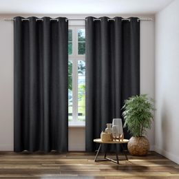 Vorhang Kutti, B:140cm H:175cm, grau, Polyester, Wohnzimmer, Gardinen, "Dimout", Verdunkelung, Thermo, isolierend, einfarbig