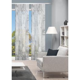 Schiebegardine Vision, B:60cm H:260cm, grau, Polyester, Wohnzimmer, Gardinen, "LIZZA", SET,SCHIEBEVORHANG,BAMBUS,DIGITALDRUCK