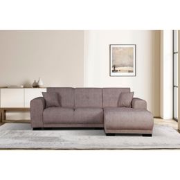 Ecksofa Home Affaire, B:234cm H:85cm T:163cm, grau, 100% Polyester, Wohnzimmer, Sofas, "Langeland L-Form", incl. 2 Zierkissen, Recamiere wahlweise