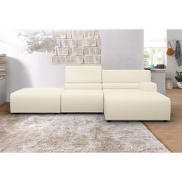 Ecksofa Egoitaliano, B:287cm H:80cm T:98cm, beige, Leder &raquo;BULL&laquo; (echtes Rindsleder). Geschliffenes, pigmentiertes und behandeltes Rindsleder mit