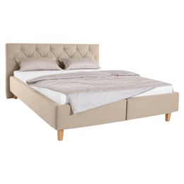 Polsterbett Home Affaire, B:203cm L:210cm, beige, Struktur (100% Polyester);Strukturstoff (100% Polyester), Betten, "Sunley 100", Kreuzsteppung,
