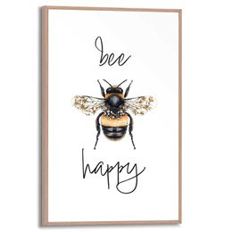 Poster Reinders, B:20cm H:30cm T:1,6cm, gelb, K&uuml;che, Bilder, "Bee Happy", K&uuml;che - Gelb - MDF - Tiere - 20x30 cm