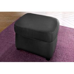 Hocker DOMO collection, B:60cm H:42cm T:60cm, schwarz, NaturLEDER (echtes Rindsleder) in Sitz und R&uuml;cken. Korpus in passendem Kunstleder SOFTLUX