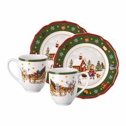 Hutschenreuther Geschirr-Set "Geschirr-Set Happy Wintertime 4er Set wei&szlig;-gr&uuml;n", 4 tlg., gr&uuml;n, Geschirr-Sets
