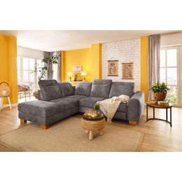 Ecksofa Home Affaire, B:263cm H:86cm T:219cm, braun, Luxus-Microfaser Florence (100% Polyester), Wohnzimmer, Sofas, "Dundee L-Form", wahlweise mit