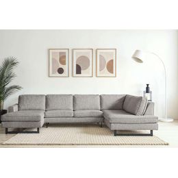 Wohnlandschaft Home Affaire, B:350cm H:85cm T:206cmsilber grau, 100% Polyester, Sofas, "Pinto, 350 cm, U-Form, XXL, mit Ottomanen", Cord, Chenille,
