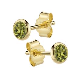Vivance Damen Paar Ohrstecker "585/- Gelbgold Peridot", one-size, Gold, gelb, Gold, Ohrringe