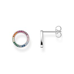 Thomas Sabo Damen Paar Ohrstecker "Kreise Groß bunt oder weiß", 10mm, Silber 925 (Sterlingsilber), silber, Silber 925 (Sterlingsilber), Ohrringe, mit