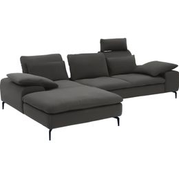 Ecksofa W.Schillig, B:299cm H:83cm T:178cm, grau, Longlife Xtra-Leder Z69: Das feinnarbige, gedeckte Softleder Z69 besticht durch seine