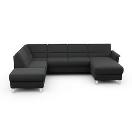 Sit & More Wohnlandschaft SIT & MORE, B:308cm H:89cm T:212cm, schwarz, 100% Polyester, Sofas, "Palmera U-Form, B: 308 cm", optional Bettfunktion & Bettkasten,