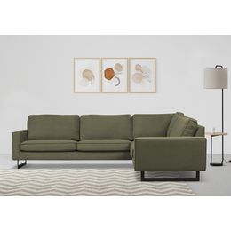 Ecksofa Home Affaire, B:290cm H:85cm T:250cm, gr&uuml;n, Luxus-Microfaser in Lederoptik(100% Polyester);Cord (92% Polyester, 8% Polyamide), Wohnzimmer,