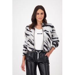 monari Damen Strickjacke "Jacke Strick Tiger allover", grau, Gr. 40, animal-print, gemustert, mehrfarbig, Strick, Obermaterial: 88% Polyamid, 6%