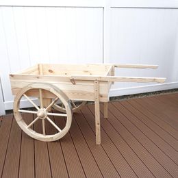 Transportkarren Promadino, B:82cm H:80cm, beige, Holzwerkstoff, Transportwagen, "Marktwagen", BxTxH: 173x82x80 cm