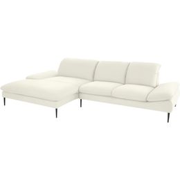 Ecksofa W.Schillig, B:340cm H:87cm T:185cm, wei&szlig;, Chenille-Flachgewebe R66 (85% Polyester, 15% Nylon);Longlife Xtra-Leder Z59: Glattleder mit