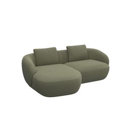 Wohnlandschaft FLEXLUX, B:217cm H:85cm T:146cm, gr&uuml;n, 100% Polyester, Sofas, "Torino, rund, L-Form, Sofa-Ecke mit Recamiere, Longchair-Sofa",