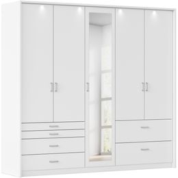 Dreht&uuml;renschrank Rauch, B:230cm H:212cm T:58cm, wei&szlig;, Holzwerkstoff, Schr&auml;nke, "Kleiderschrank Schrank Garderobe W&auml;scheschrank WILDBERG", mit 6