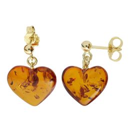 OSTSEE-SCHMUCK Damen Paar Ohrh&auml;nger "- Herz 18 mm - Gold 333/000 - Bernstein", Gelbgold 333, gold, Gelbgold 333, Ohrringe