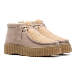 Clarks Damen Winterboots "Torhill Moss", Gr. 39,5, beige, Leder, Schuhe, Desert Boots, Winterboots mit markanter Laufsohle