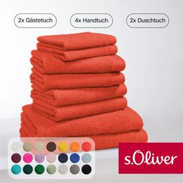 Handtuch Set s.Oliver, rot, Walkfrottier, Obermaterial: 100% Baumwolle, Handtuch-Sets, "s.Oliver, Premium Qualit&auml;t, 600 gr/m&sup2;", 2 G&auml;stet&uuml;cher 30x50,