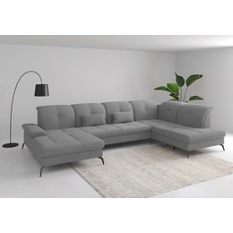 Sit & More Wohnlandschaft SIT & MORE, B:357cm H:90cm T:231cm, grau, 100% Polyester, Sofas, "Amica, U-Form, inkl. Sitztiefenverstellung und Armteilverstellung",