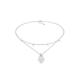 Elli Damen Collier "Choker Pl&auml;ttchen Fatimas Hand Zirkonia 925 Silber", 36,mit Stein, Silber 925 (Sterlingsilber), L: 36, silber, Silber 925