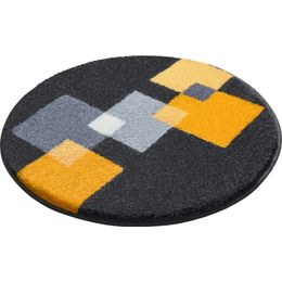 Badematte Grund, H:20mm, gelb, Polyacryl, Badematten, "Paxos", geometrisches Design, modern, flauschig, softer Flor, Made in Europe