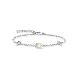 Thomas Sabo Damen Perlenarmband "Perle mit Sternen silber, A1978-167-14-L19V", 19, Perlen Silber 925 (recycelt), bunt, Perlen, Silber 925 (recycelt),