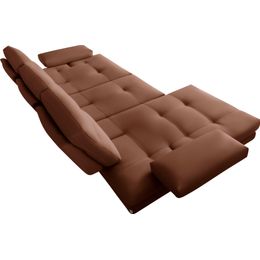 Ecksofa Calia italia, B:278cm H:90cm T:153cm, braun, Leder BULL (100% Leder), Wohnzimmer, Sofas, "Toby Wing, Komfortsofa der Extraklasse, bequem,