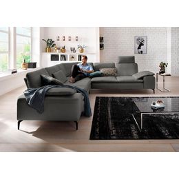 Ecksofa W.Schillig, B:318cm H:83cm T:298cm, grau, Longlife Xtra-Leder Z73: Naturwalkleder der Luxusklasse aus den erlesensten Rohhäuten. Hautstärke