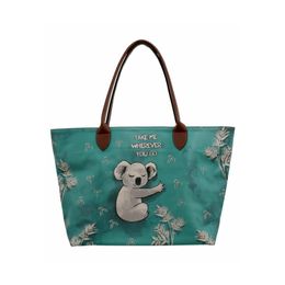DOGO Damen Weekender "Weekender Schultertaschen Koala Hug Damen Schultertasche", grün, Lacklederimitat, Taschen, Handgefertigt