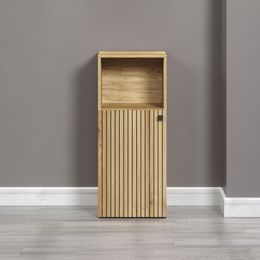 Unterschrank Welltime, B:40cm H:95cm T:31cm, braun, FSC-zertifizierter Holzwerkstoff, Kunststoff, Metall, Badezimmer, Schr&auml;nke, "Amrum", Badschrank