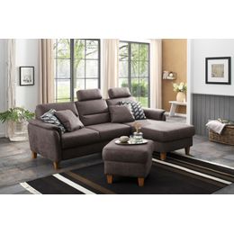 Ecksofa Home Affaire, B:244cm H:89cm T:163cm, grau, 100% Polyester;Struktur (100% Polyester);Luxus-Microfaser in Lederoptik (100% Polyester),