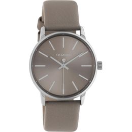 Oozoo Damen Quarzuhr, grau, Armbanduhren, Armbanduhr, Damenuhr, Lederarmband