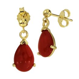 OSTSEE-SCHMUCK Damen Paar Ohrh&auml;nger "- Meret - Gold 585/000 - Koralle", Gelbgold 585, gold, Gelbgold 585, Ohrringe