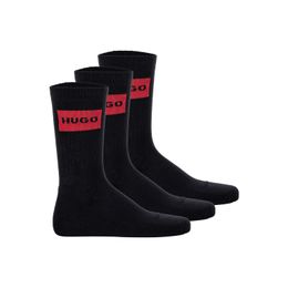 Hugo Herren Kurzsocken "Socken 3P QS RIB LABEL CC 3er Pack", Gr. 39, schwarz, Obermaterial: 76% Baumwolle CO. 21% Polyamid PA. 3% Elasthan EL., Socken