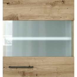 Glash&auml;ngeschrank Flex-Well, B:50cm H:54,8cm T:32cm, braun, Holzwerkstoff, Milchglas, K&uuml;che, Schr&auml;nke, "Cara", (B x H x T) 50 x 54,8 x 32 cm, mit