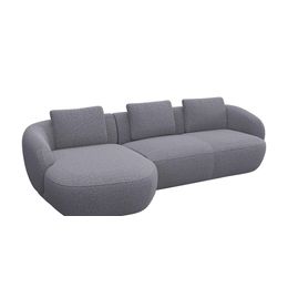 Wohnlandschaft FLEXLUX, B:276cm H:85cm T:146cm, grau, Sofas, "Torino, rund, L-Form, Sofa-Ecke mit Recamiere, Longchair-Sofa", Modernes, organisches