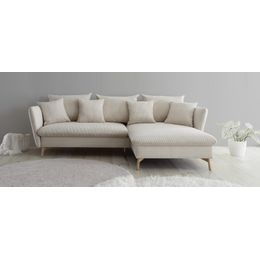 Ecksofa OTTO HOME, B:258cm H:91cm, beige, 100% Polyester;Federung Ottomane : 12 x Feder Type B 1650mm;Ferderung 2 Sitzer: 10 x Feder Type B 650