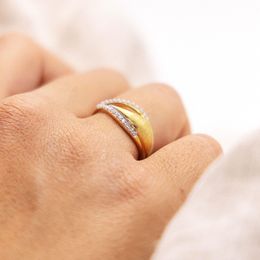Diamonds by Ellen K. Damen Fingerring "585 Gold zweifarbig mit 24x Zirkonia wei&szlig;", 062 (19,7), Goldgelb, FASCINATION BY ELLEN K., Gold, Fingerringe