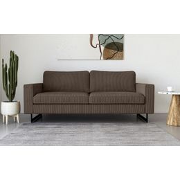 3-Sitzer Home Affaire, B:206cm H:85cm T:97cm, braun, 92% Polyester, 8% Nylon, Sofas, "Pinto, 206 cm, Cord, Chenille, Lederoptik", mit Keder, schwarze