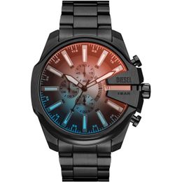 Diesel Herren Chronograph "MEGA CHIEF SLIM", schwarz, Armbanduhren, Quarzuhr, Armbanduhr, Herrenuhr, Edelstahlarmband, analog, Tag