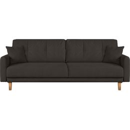 3-Sitzer Home Affaire, B:215cm H:89cm T:100cm, schwarz, 88% Polyester, 9% Rayon, 3% Nylon, Sofas, "TRIPLO optionale Schlafsofa mit Bettkasten, Ma&szlig;e