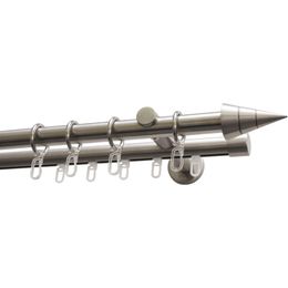 Gardinenstange Gardinia, L:160cm &Oslash;:20mm, silber, Aluminium, Gardinenstangen, "Set Kegel Metall", 2-Lauf