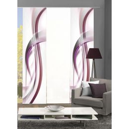 Schiebegardine Home Wohnideen, B:60cm H:245cm, lila, Polyester, Wohnzimmer, Gardinen, "FALA", Schiebevorhang Digi 3er Set FALA BEERE