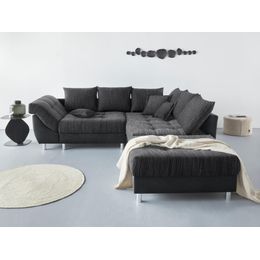 Ecksofa Collection AB, B:247cm H:87cm T:189cm, schwarz, Microfaser PRIMABELLE (100% Polyester), Struktur (90% Polyester, 10% Polyacryl), Samtvelours