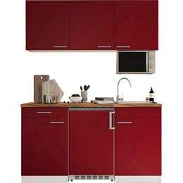 Pantryk&uuml;che respekta, B:150cm H:200cm T:60cm, rot, Komplettk&uuml;chen-Sets, "Luis, mit Glaskeramikkochfeld, wahlweise mit Mikrowelle, Korpus Wei&szlig;",