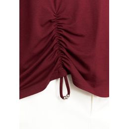 Seidel Moden Damen 3/4-Arm-Shirt, rot, Gr. 48, unifarben, Jersey, Obermaterial: 94% Viskose, 6% Elasthan, Shirts, mit Raff-Detail vorne - MADE IN